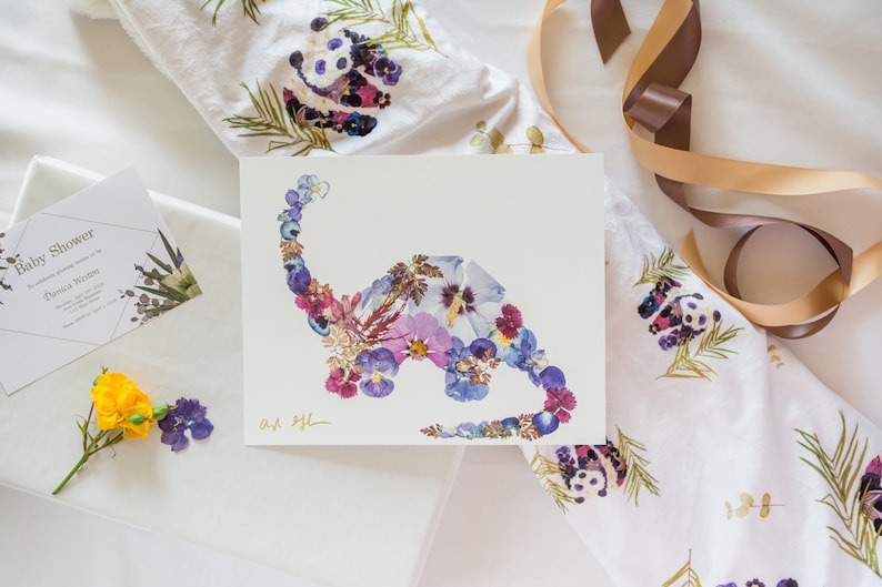 Pressed Flower Dinosaur Prints - Etsy
