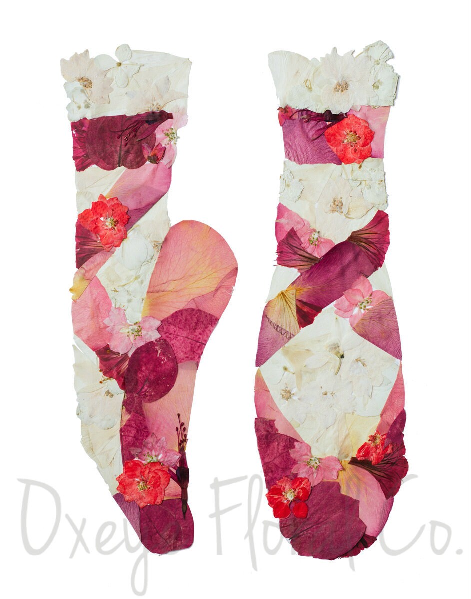 Pressed Flower Ballet Slippers Print (pink) - Etsy