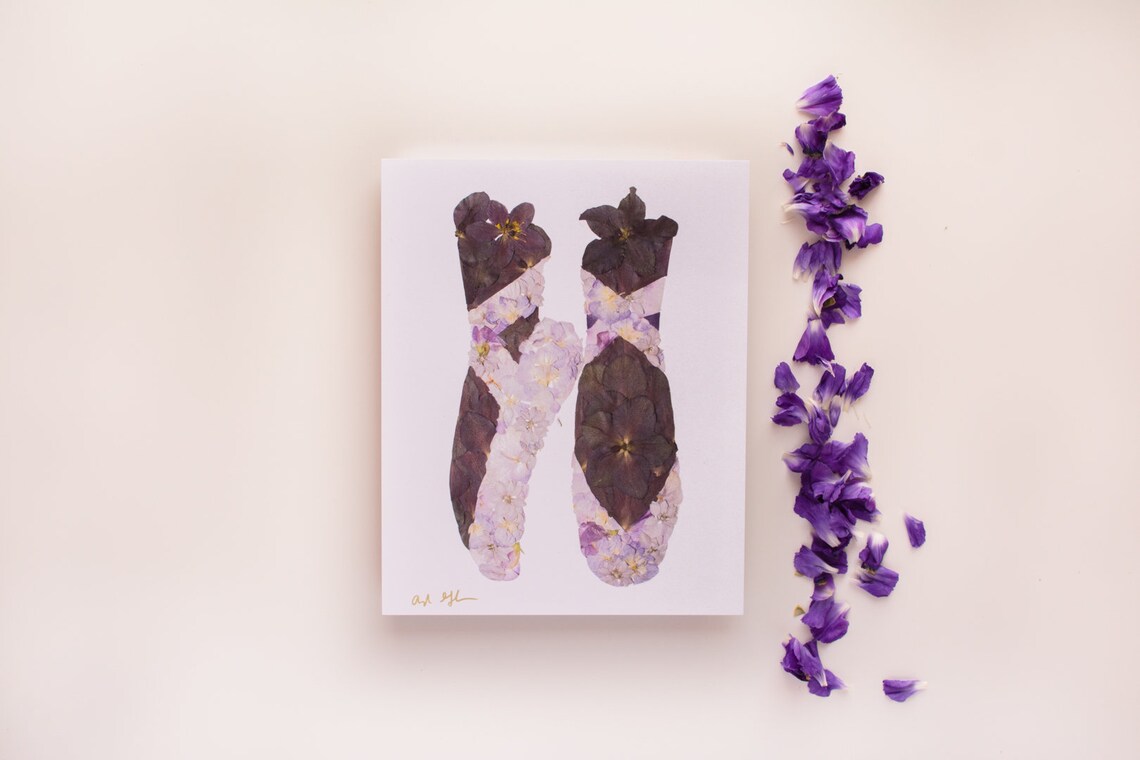 Pressed Flower Ballet Slippers Print (purple) - Etsy