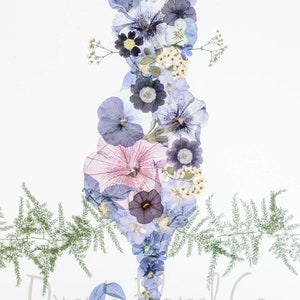 Pressed Flower Cat Print carter - Etsy