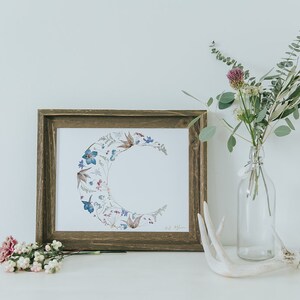 Pressed Flower Moon Print - Etsy