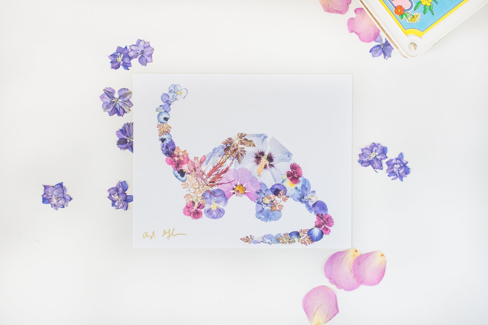 Pressed Flower Dinosaur Prints - Etsy