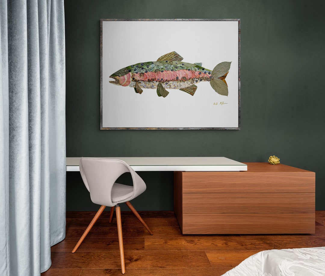 Pressed Floral Rainbow Trout Print - Etsy