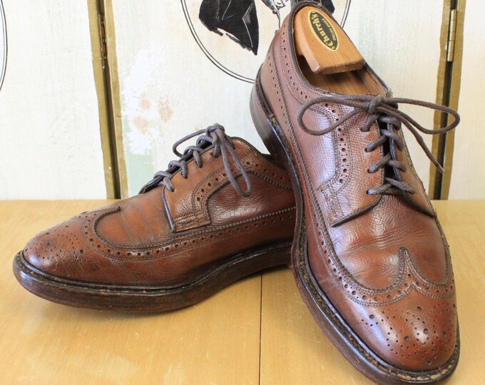 Vintage FLORSHEIM IMPERIAL Long Wing Shoes Bluchers Gunboats Wing Tip ...