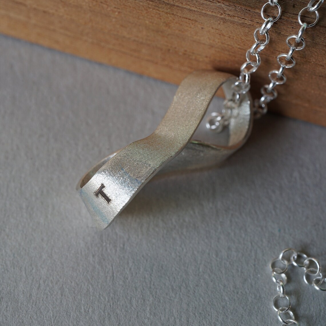 Small Mobius Strip Pendant, Laser Engraved Silver Necklace - Etsy