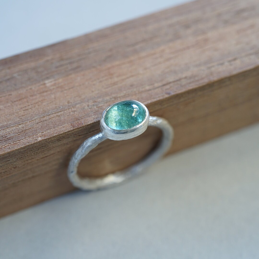 Twig Sterling Silver Ring, Blue Tourmaline Stone, Stackable Band - Etsy