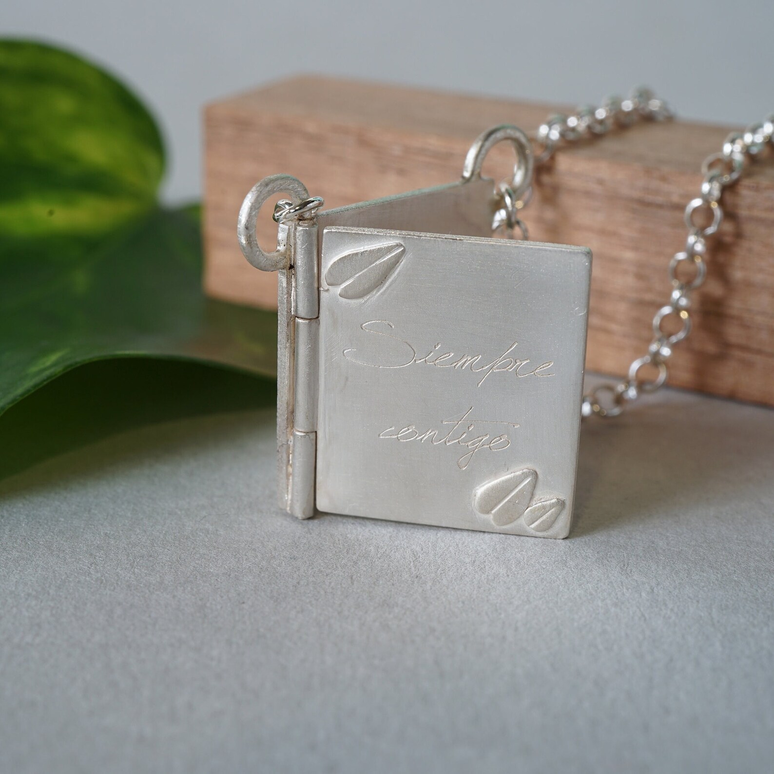 Personalized Silver Book Locket Necklace, Engraved Message Pendant - Etsy