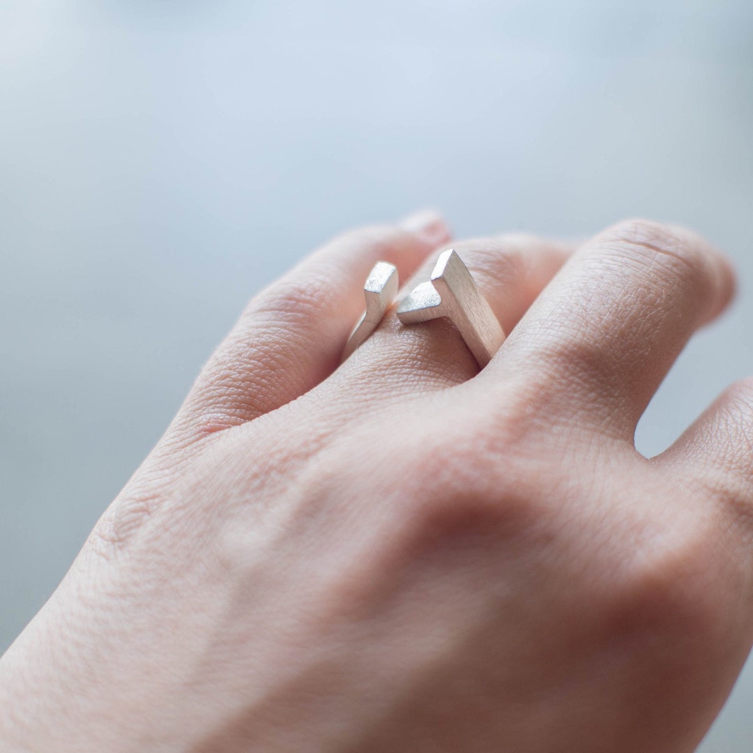Geometric Open Ring, Modern Open Ring, Abstract Open Ring, Minimalist Ring, Unique Open Ring ...