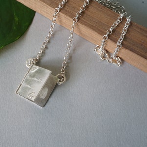 Personalized Silver Book Locket Necklace, Engraved Message Pendant - Etsy