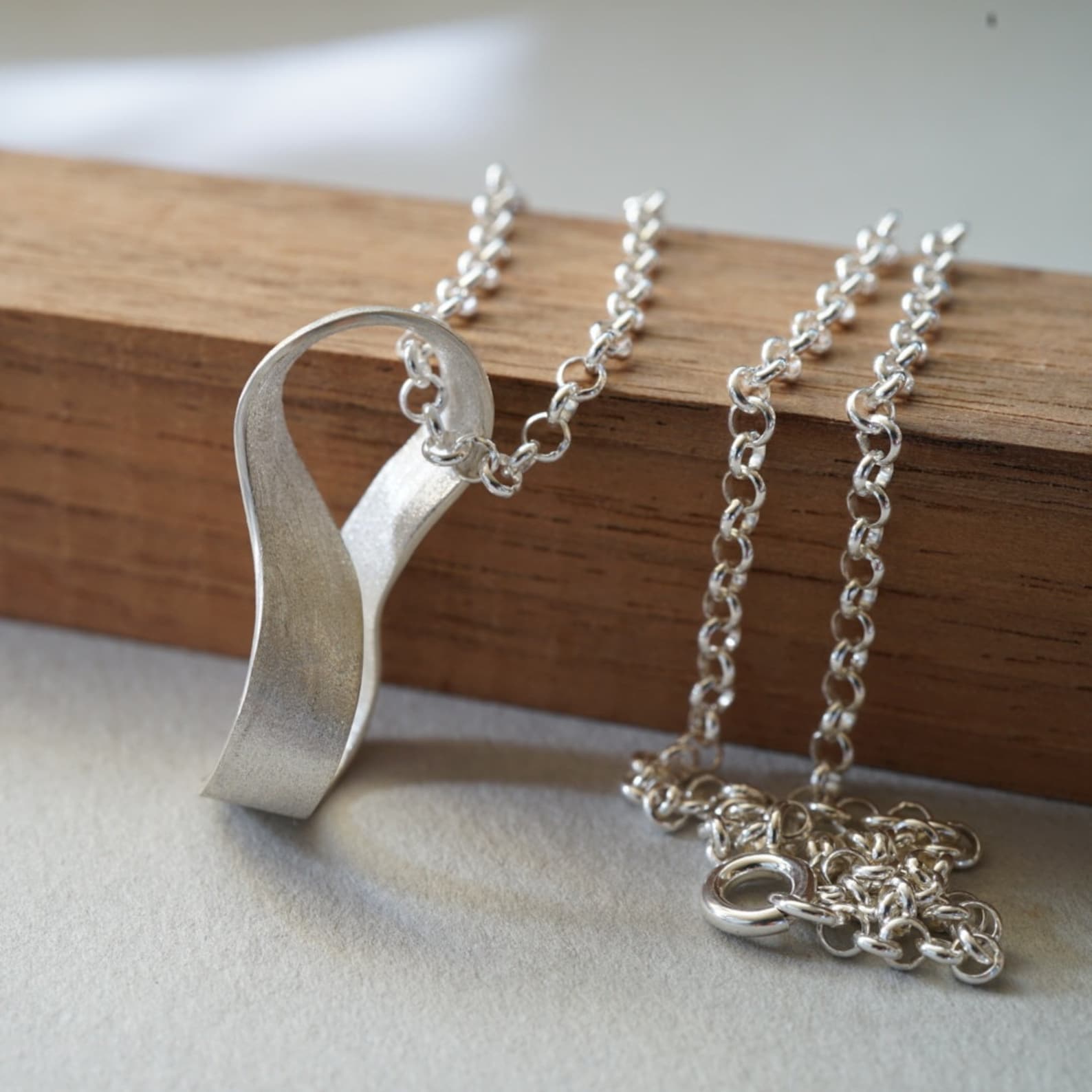 Small Mobius Strip Pendant, Laser Engraved Silver Necklace - Etsy
