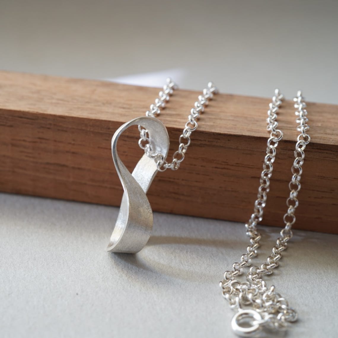 Small Mobius Strip Pendant, Laser Engraved Silver Necklace - Etsy