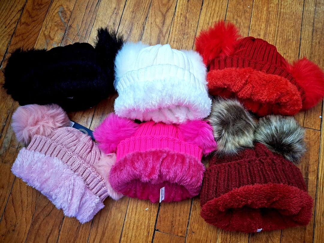Winter Double Bobble Sweater Hat - Kids, Toddlers - 6 Colors - OS - Etsy