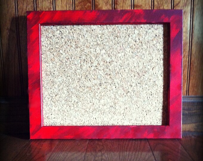 Hand Painted Wooden Framed Cork Board Red Crimson - Etsy