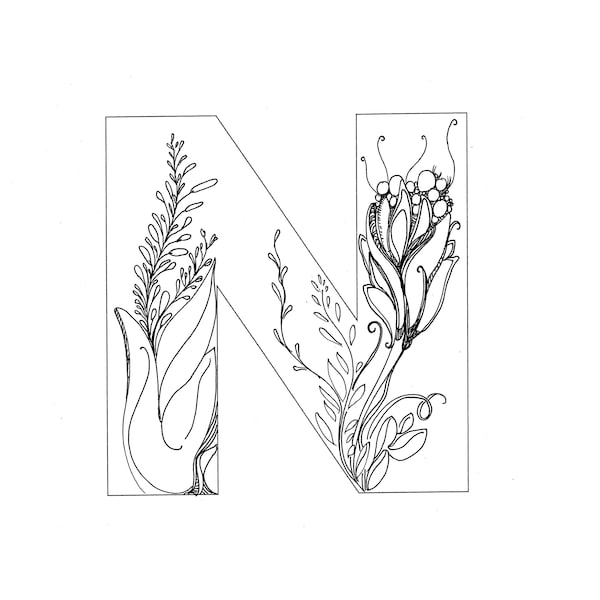 N Letter Coloring Page - Etsy