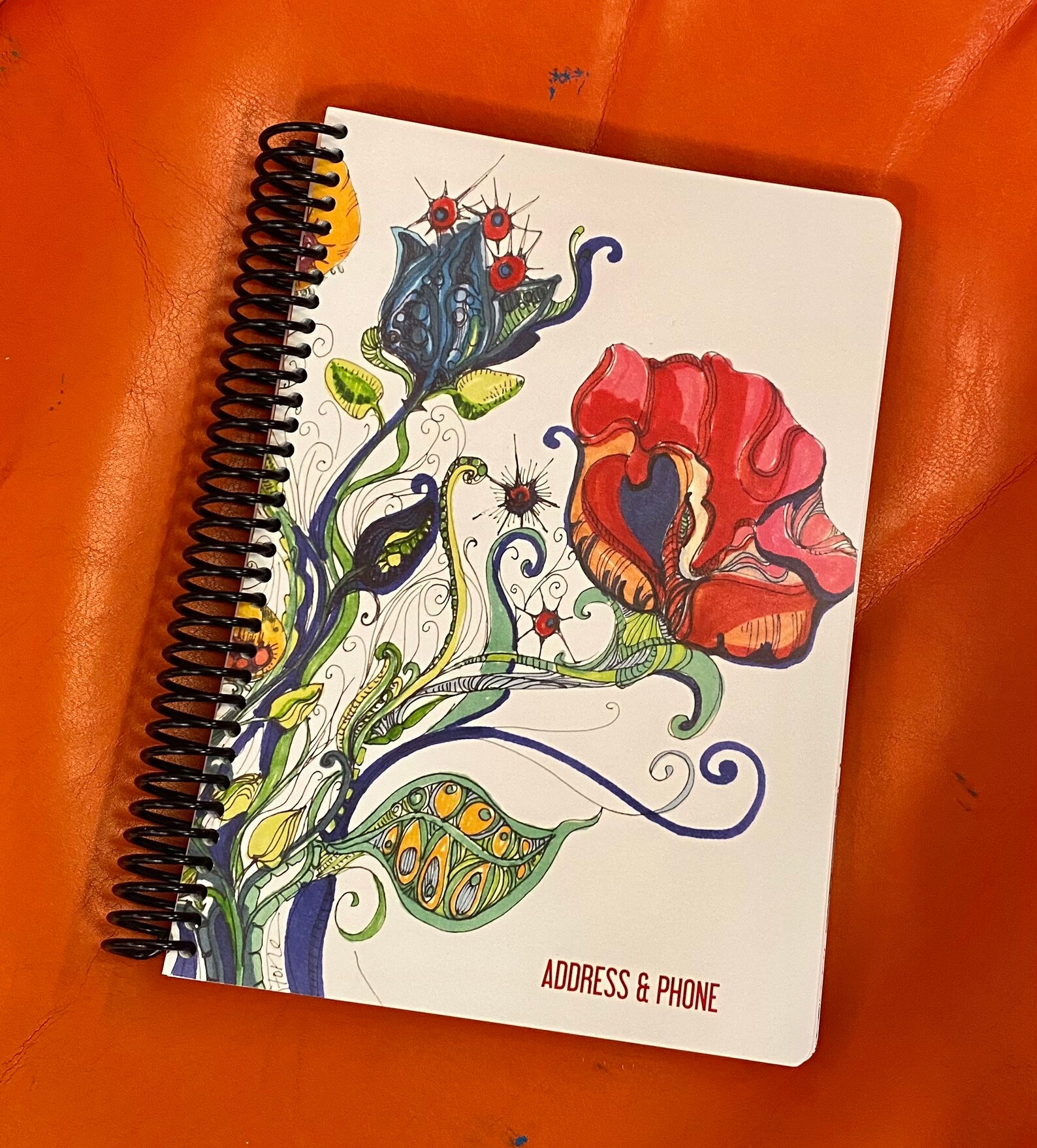 Tabbed Address and Contact Book Original Floral Art on Every - Etsy