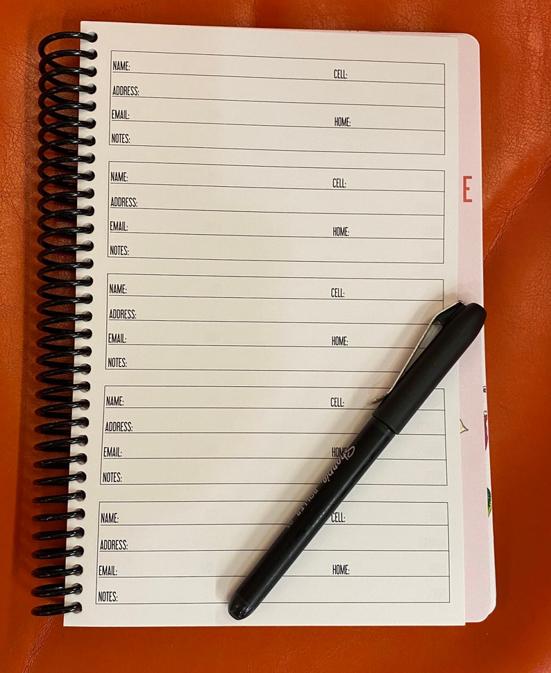 Tabbed Address and Contact Book Original Floral Art on Every - Etsy