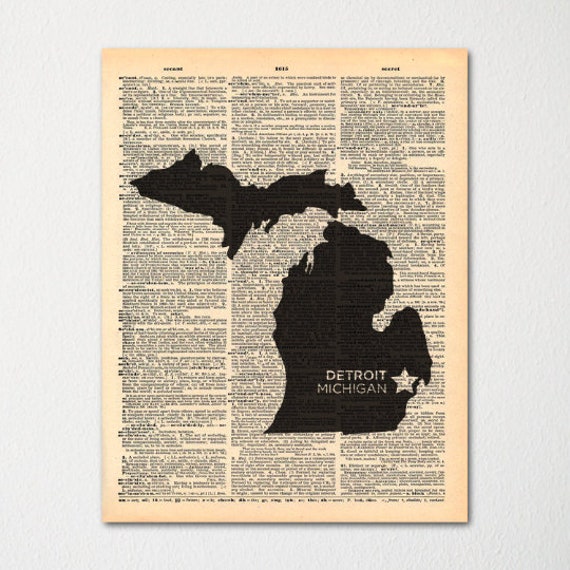 Michigan Custom City-state Dictionary Art Print / Vintage - Etsy