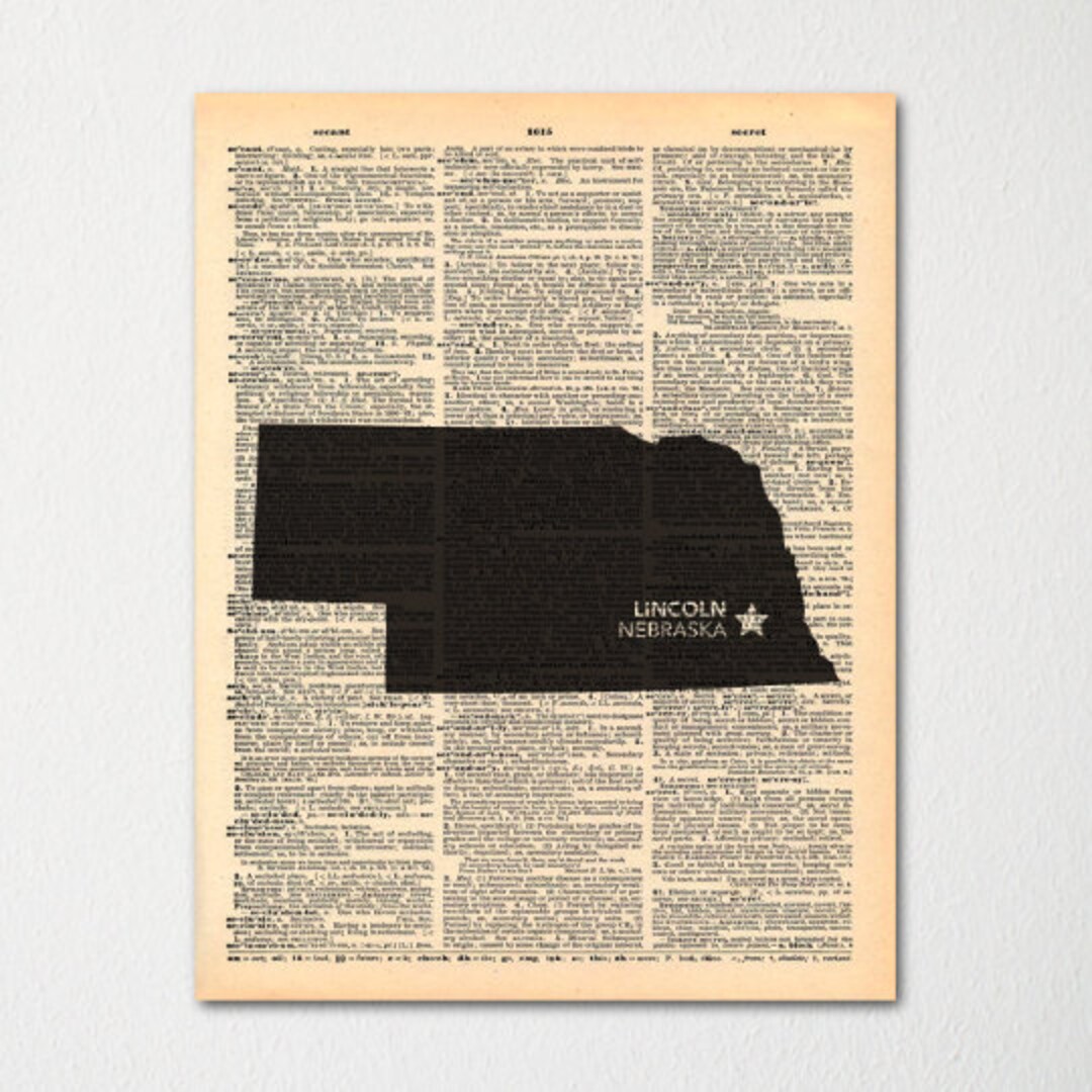 Nebraska Custom City-state Dictionary Art Print / Vintage Dictionary ...