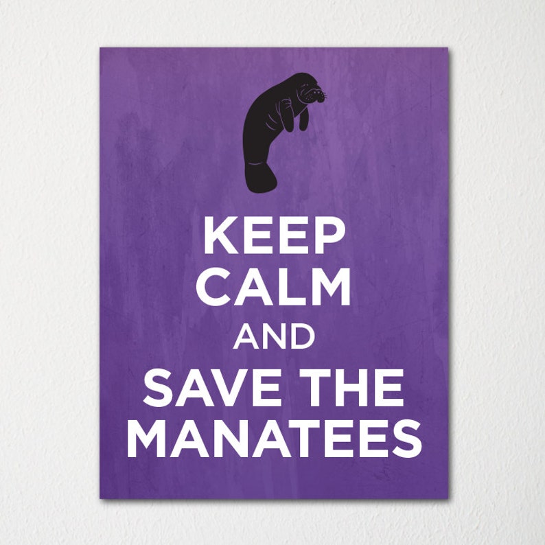 Keep Calm and Save the Manatees - Fine Art Print - Choice of Color ...