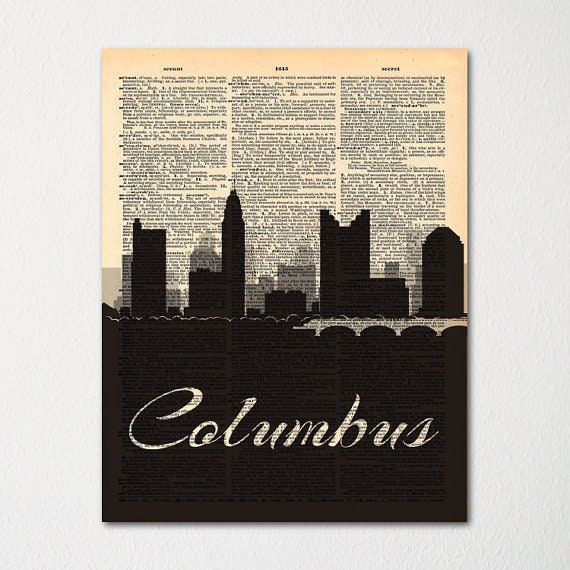 Columbus Ohio City Skyline Dictionary Art Print / Cityscape - Etsy
