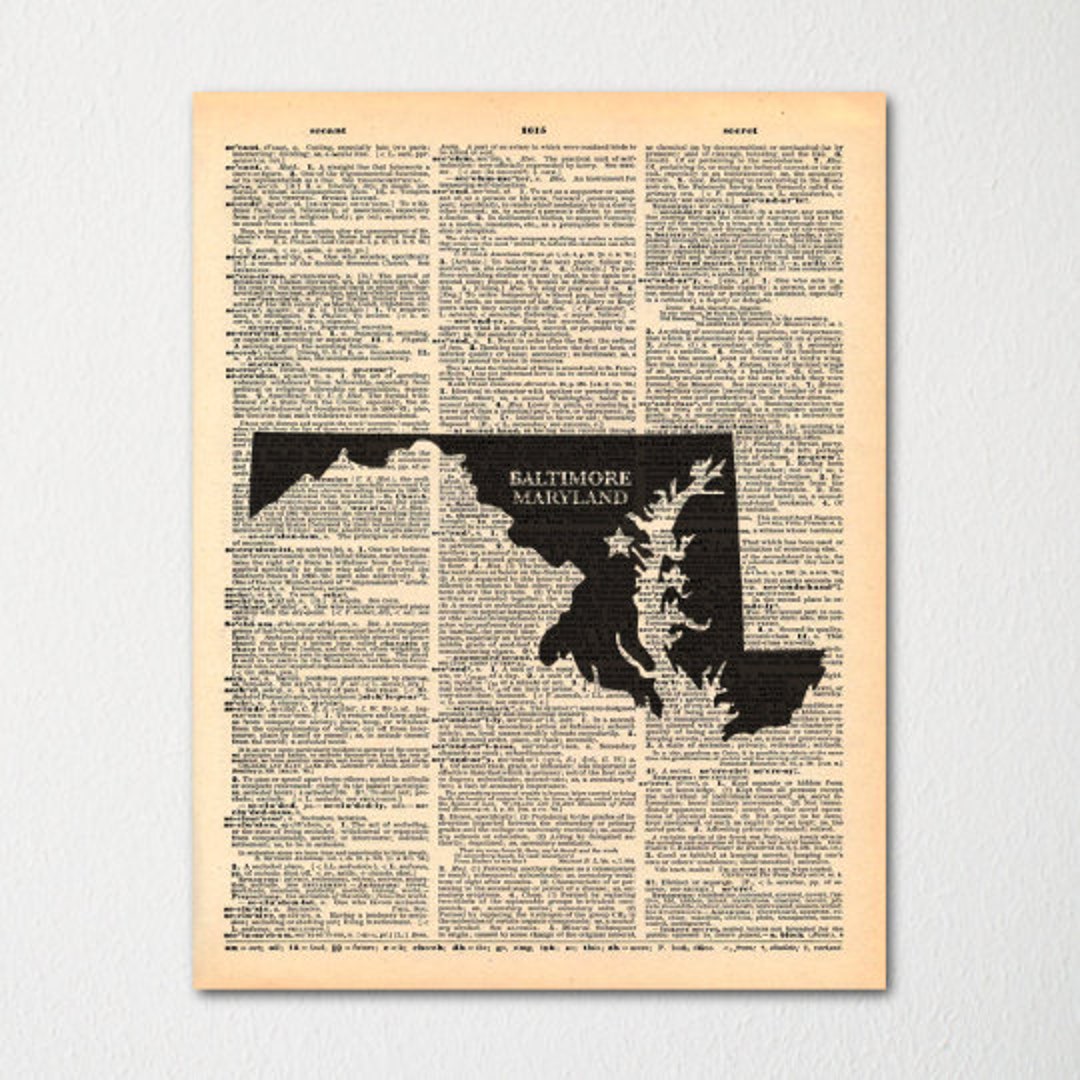 Maryland Custom City-state Dictionary Art Print / Vintage Dictionary ...