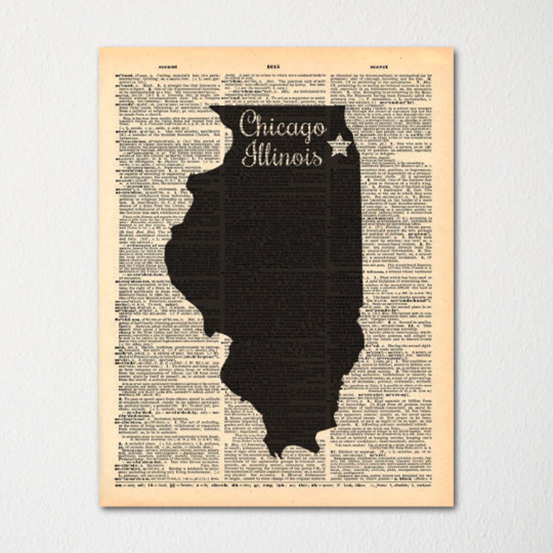 Illinois Custom City-state Dictionary Art Print / Vintage Dictionary ...