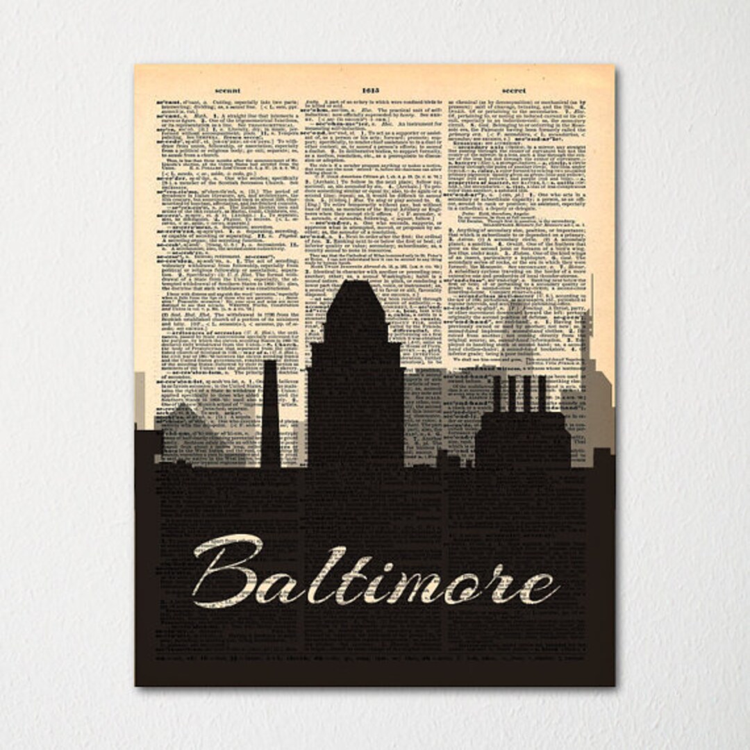 Baltimore City Skyline Dictionary Art Print / Cityscape Poster / Travel ...