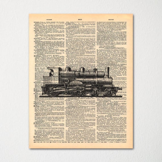 Train Dictionary Art Print / Vintage Dictionary Paper | Etsy