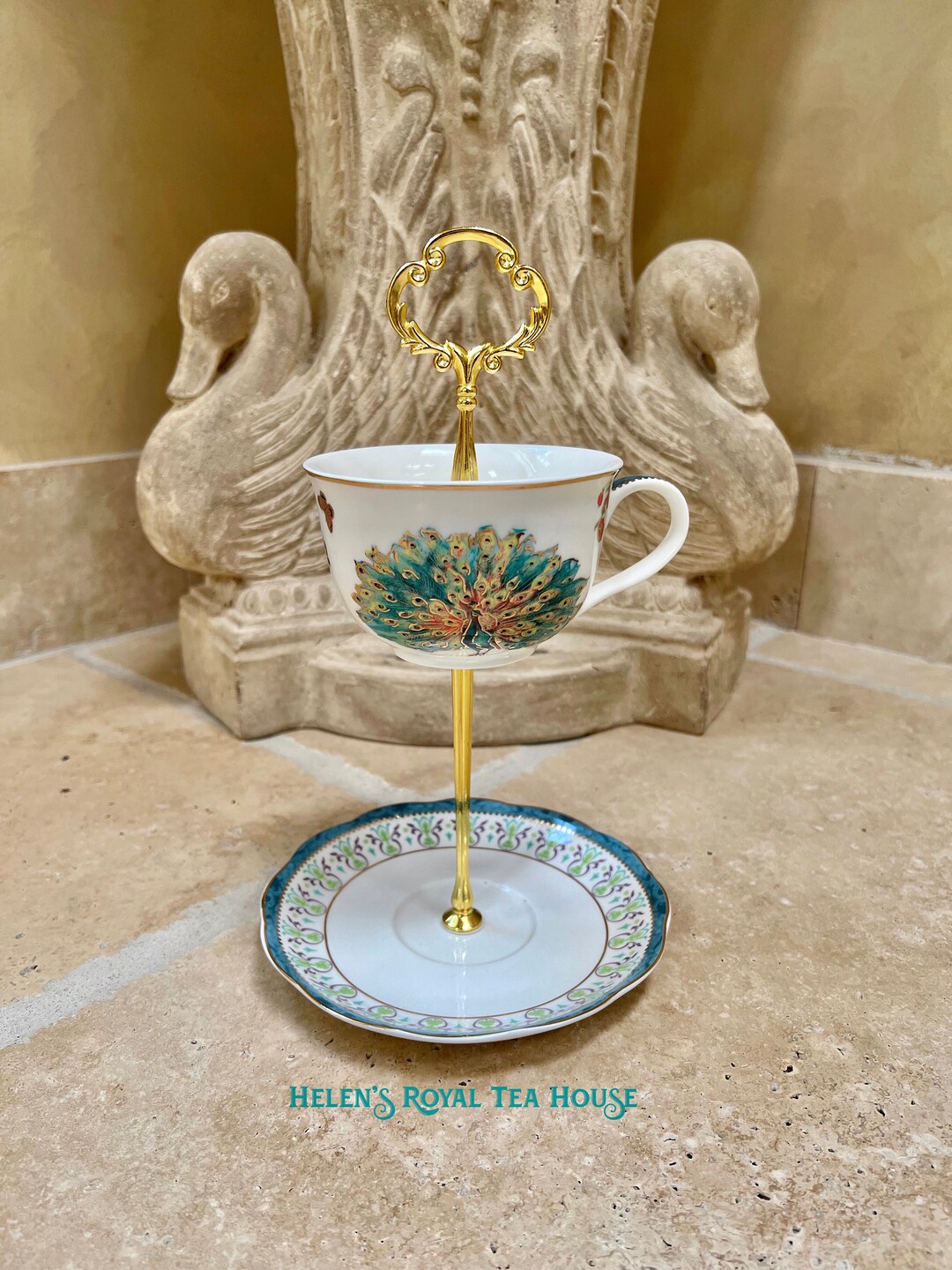 Peacock Teacup Tier for Sweets Savories Jewelry - Etsy