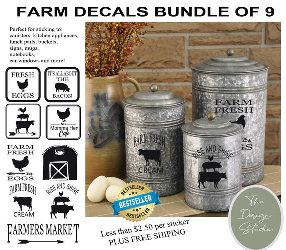 Farm Decals Set of 9 Fresh Produce Farm House Chic Décor | Etsy