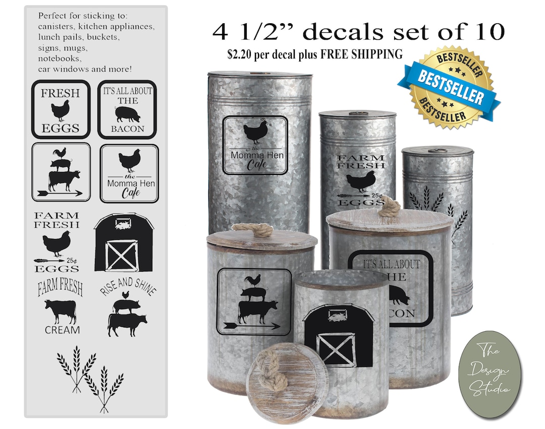 Farm Décor Decals, Set of 10, Farm House Chic Décor, Removable Stickers ...