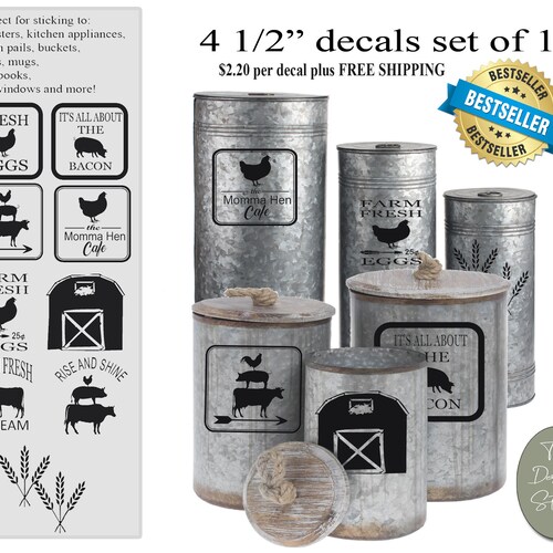 Farm Décor Decals Set of 10 Farm House Chic Décor Removable | Etsy