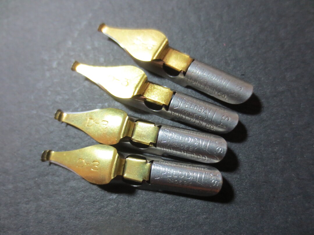 Set of Four D-3 Speedball Calligraphy Nibs, Hunt Co. Metal Lettering ...