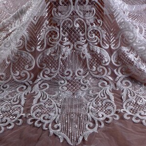 La Belleza Hot Pure White Lace Fabric,heavy Beads Lace Fabric,white ...
