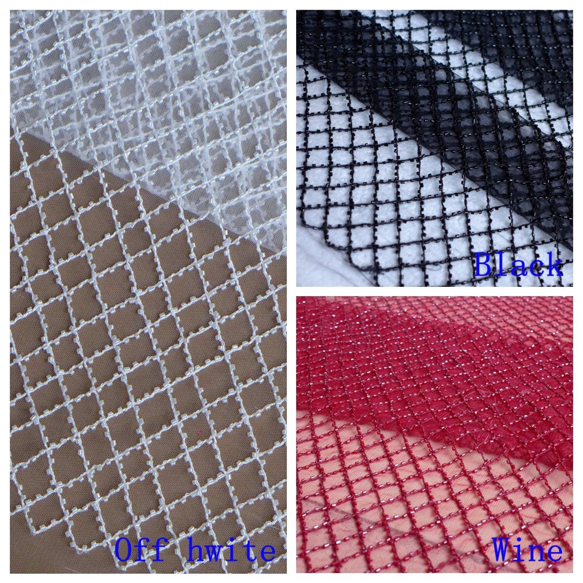 Wine/off White/black Beaded Net Wedding Dress Lace Fabric by - Etsy
