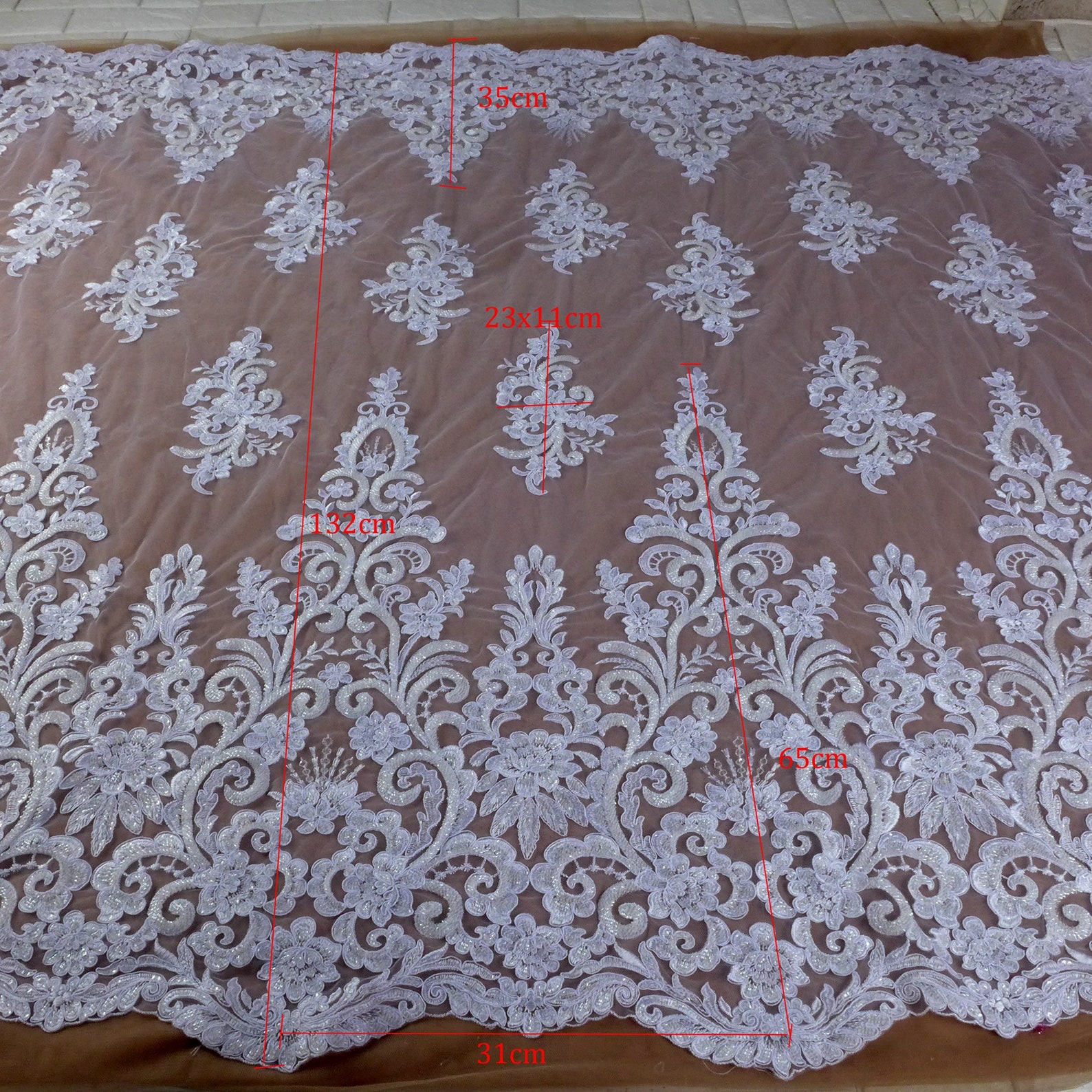 La Belleza beading lace fabricNew white super heavy beading | Etsy