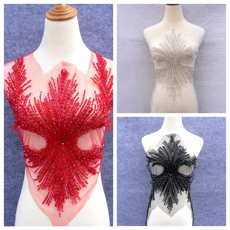 Black/red Super High-grade Imitation Large Rhinestone Patches | Etsy