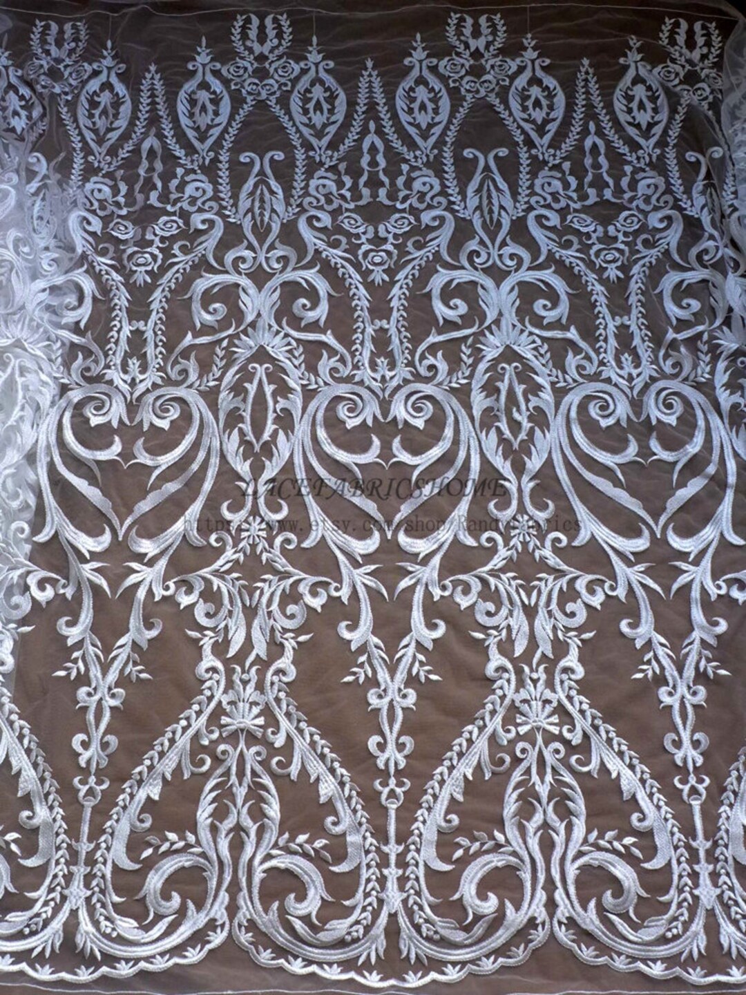Off White on Netting Embroidered Beautiful High Quality Wedding/evening ...