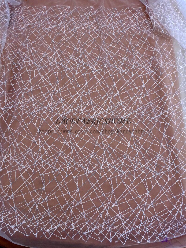Simple Line Shine Squins on Mesh Brida Lining Wedding Dress Fabric 51 ...
