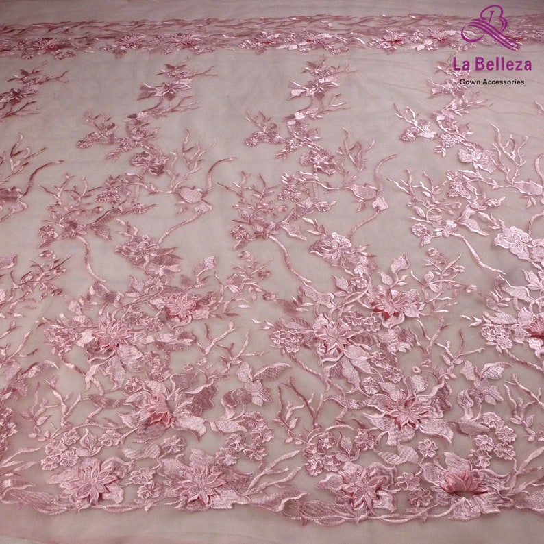 Off White Lace, Light Pink Lace Favbric,3d Flowers Wedding Dress Lace ...