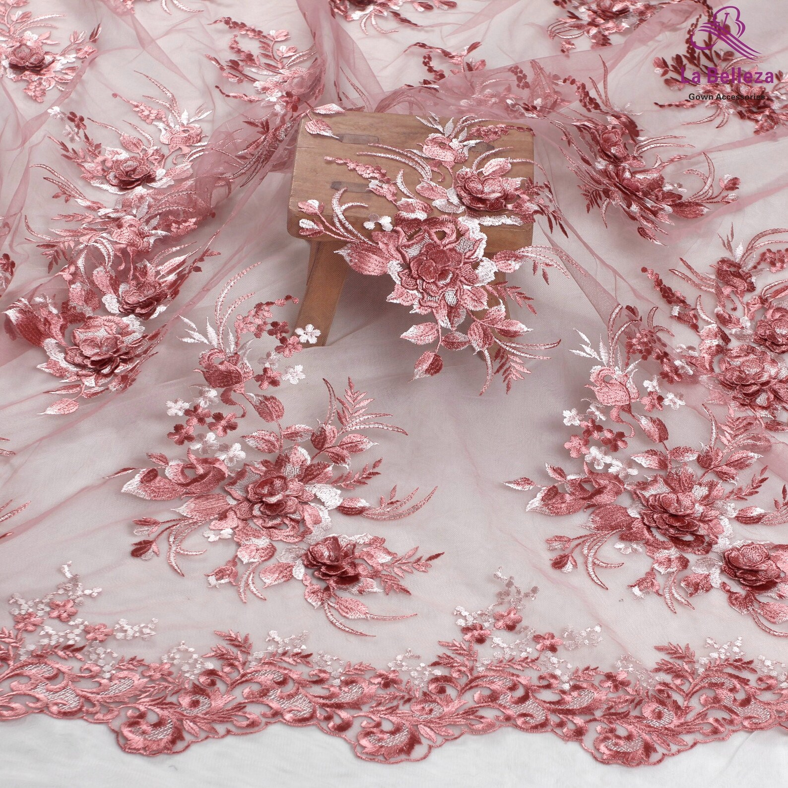 3D flowers laceGold 3D flowers lacedirty pink 3D lacerose | Etsy