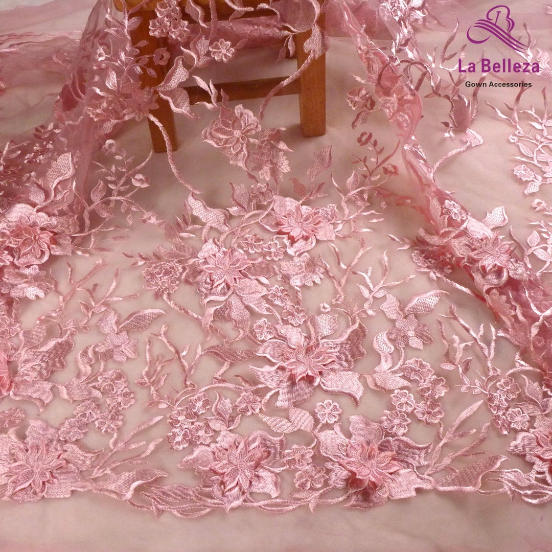 Off White Lace, Light Pink Lace Favbric,3d Flowers Wedding Dress Lace ...