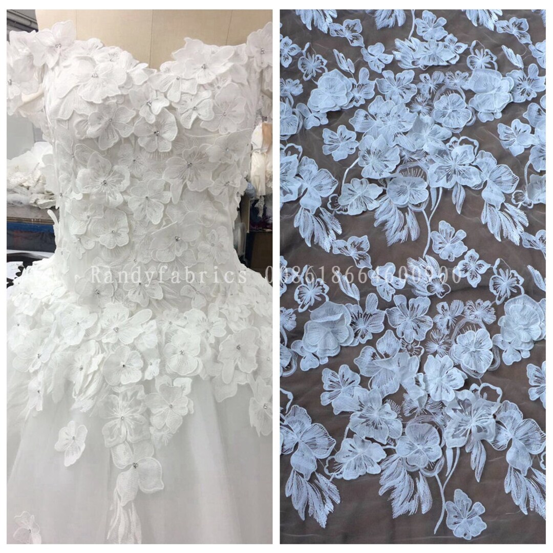 New off White Large 3D Flowers Wedding/evening/fashion Show Dress Lace ...