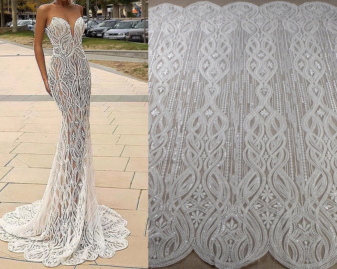 La Belleza 2021 New Lace Fabric,off White Beaded Lace,wedding Dress ...