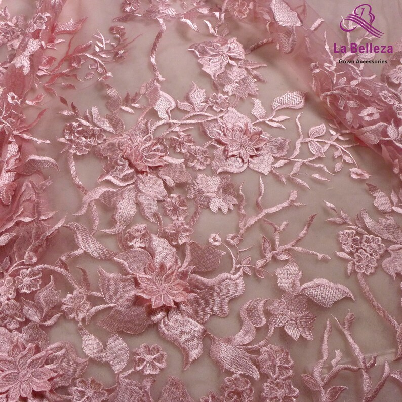 Off White Lace, Light Pink Lace Favbric,3d Flowers Wedding Dress Lace ...