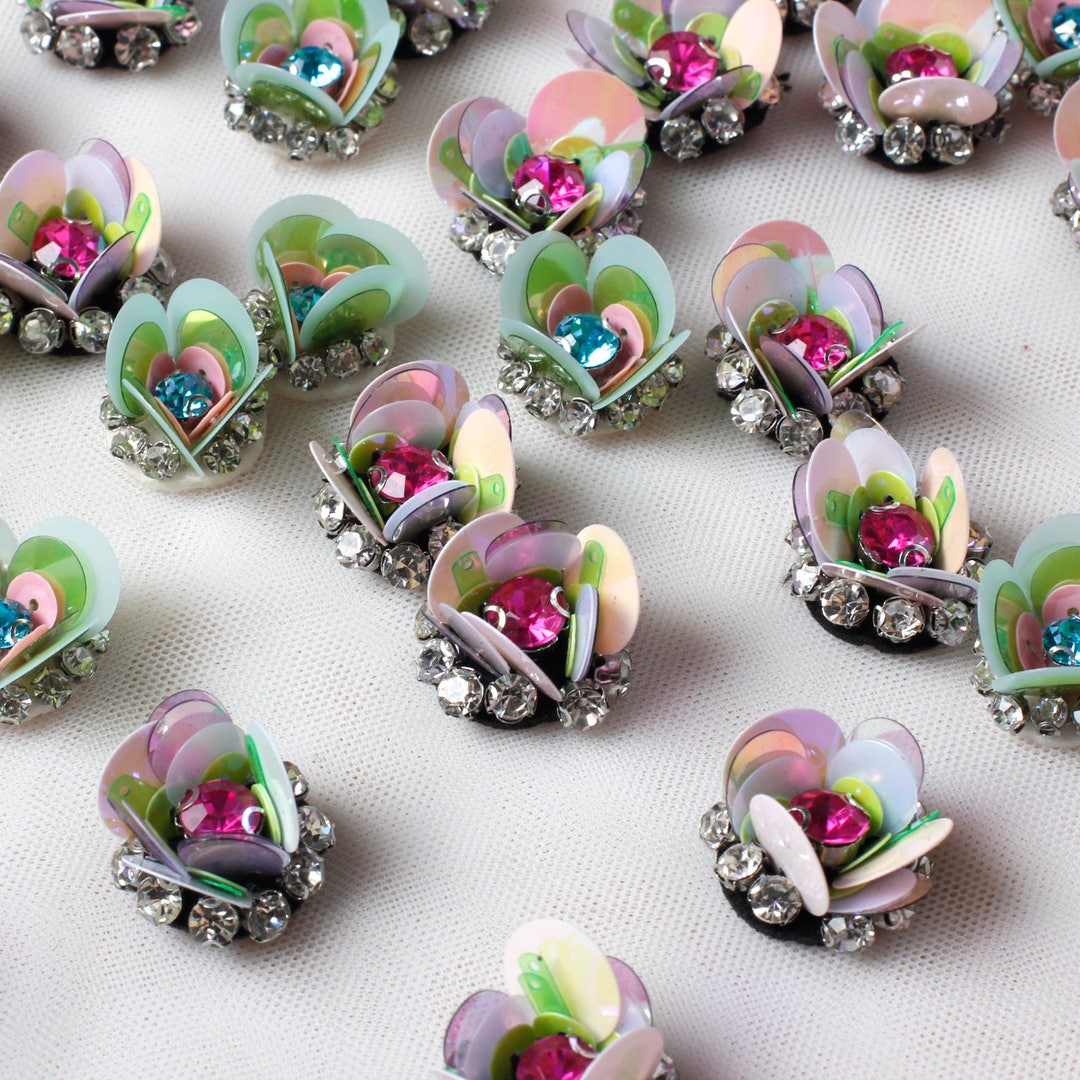 Pink/blue/cream Pearls/rhinestones 3D Flowers 2cm Diameter 20pc/lot - Etsy