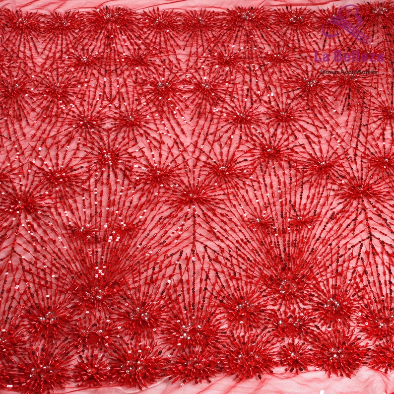 La Belleza Lace Fabric Red Beaded Lace, Ivory Wedding Lace,black Gown ...