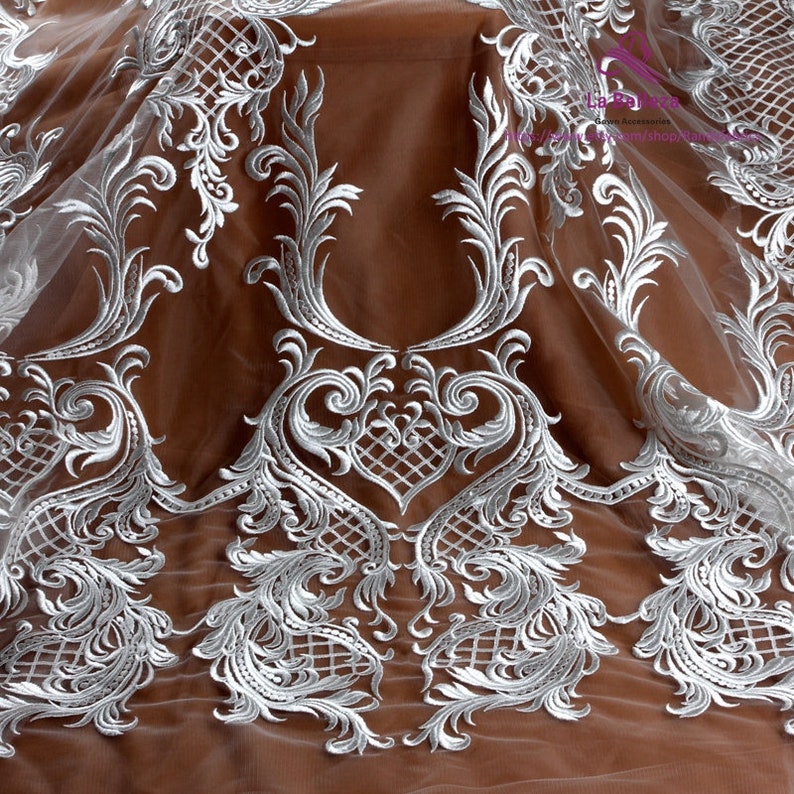 La Belleza Off tela de encaje blanco tela de encaje de novia - Etsy España