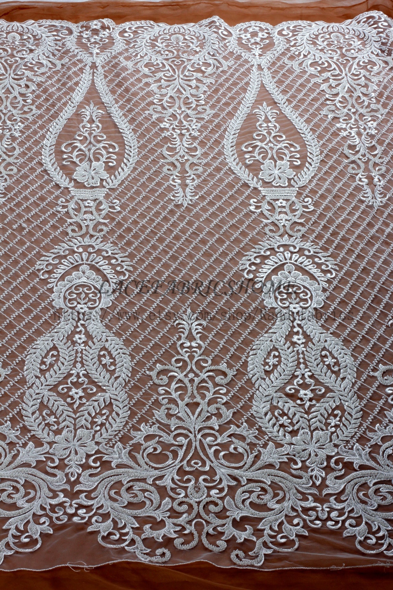 Off white heavy beaded lace evening/wedding dress handmade | Etsy