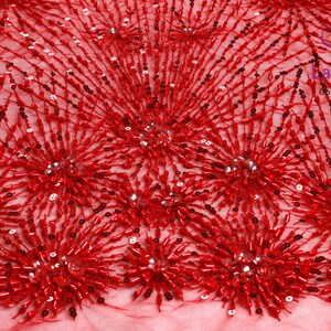 La Belleza Lace Fabric Red Beaded Lace, Ivory Wedding Lace,black Gown ...